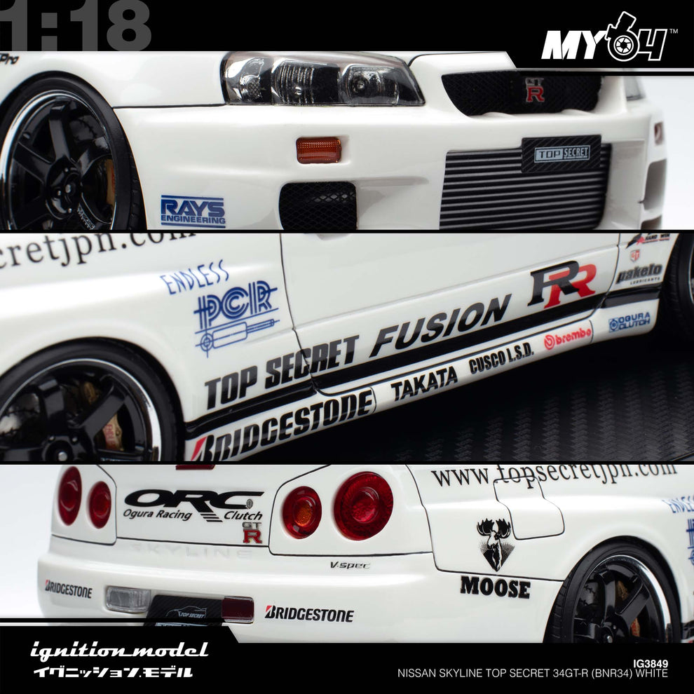 [Ignition Model] 1:18 Nissan Skyline Top Secret 34GT-R (BNR34) - White ...