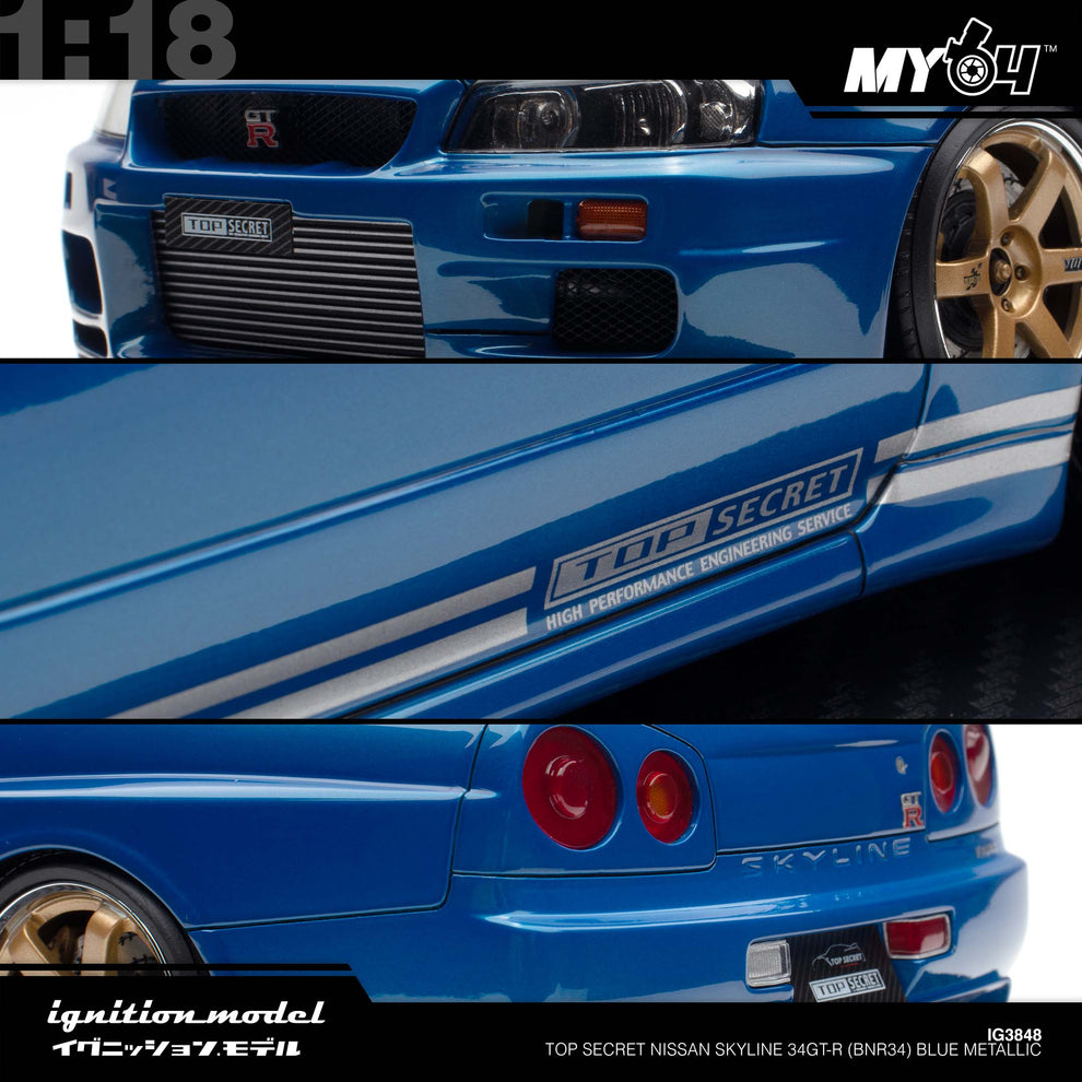 [Ignition Model] 1:18 Top Secret Nissan Skyline 34GT-R (BNR34) - Blue ...