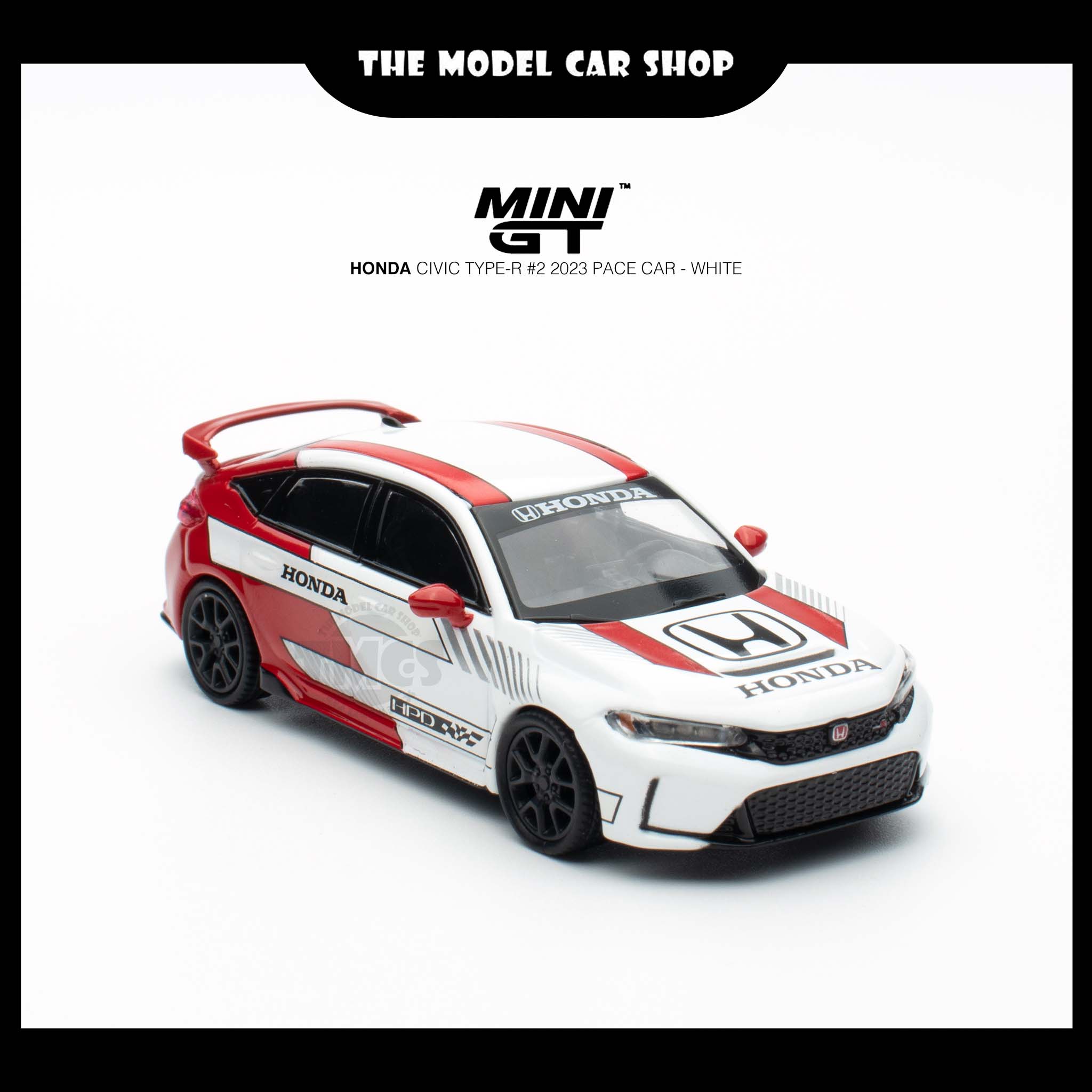 [Mini GT] Honda Civic Type R #2 2023 Pace Car - White | The Model Car Shop