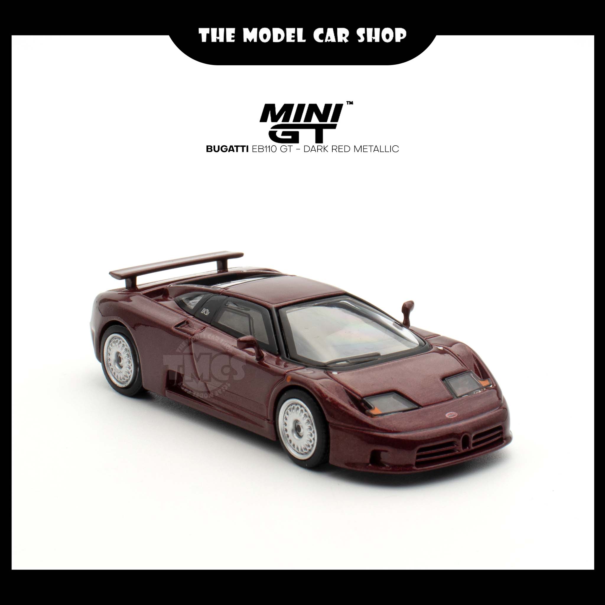 [MINI GT] Bugatti EB110 GT Dark - Red Metallic | The Model Car Shop