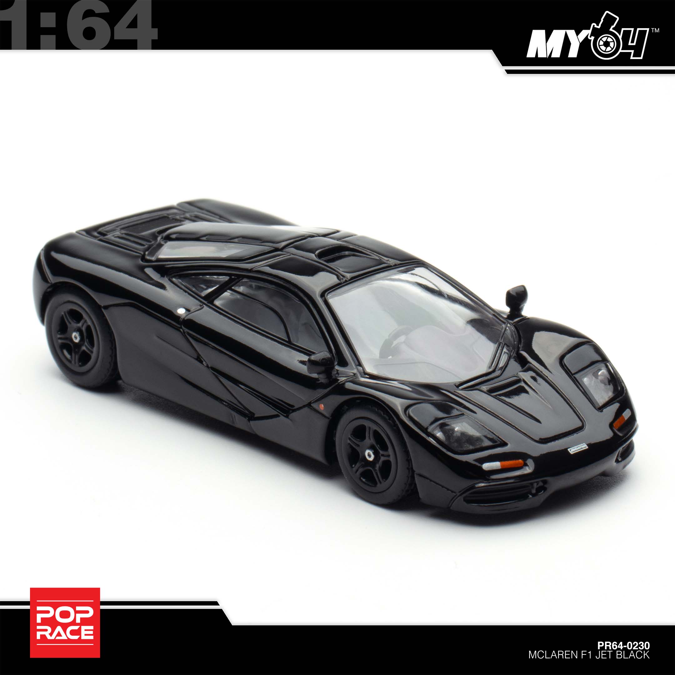 [Pop Race] 1:64 Mclaren F1 - Jet Black | The Model Car Shop