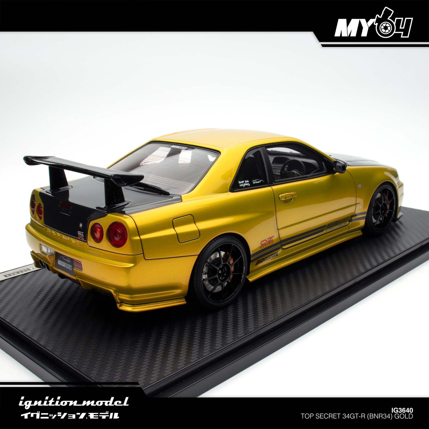 [Ignition Model] Top Secret Nissan Skyline 34GT-R (BNR34) - Gold | The Model Car Shop