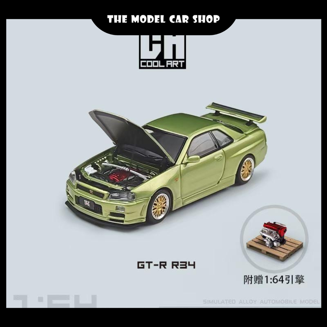 [Cool Art] Nissan Skyline GT-R (R34) - Green With Engine Display | The ...